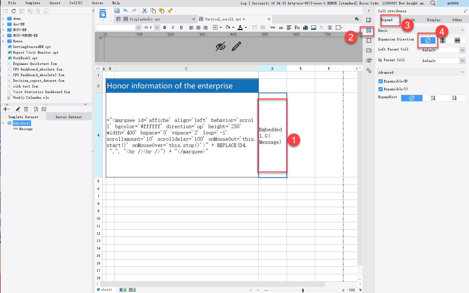 HTML でメッセージスクロールを実現- FineReport Help Document