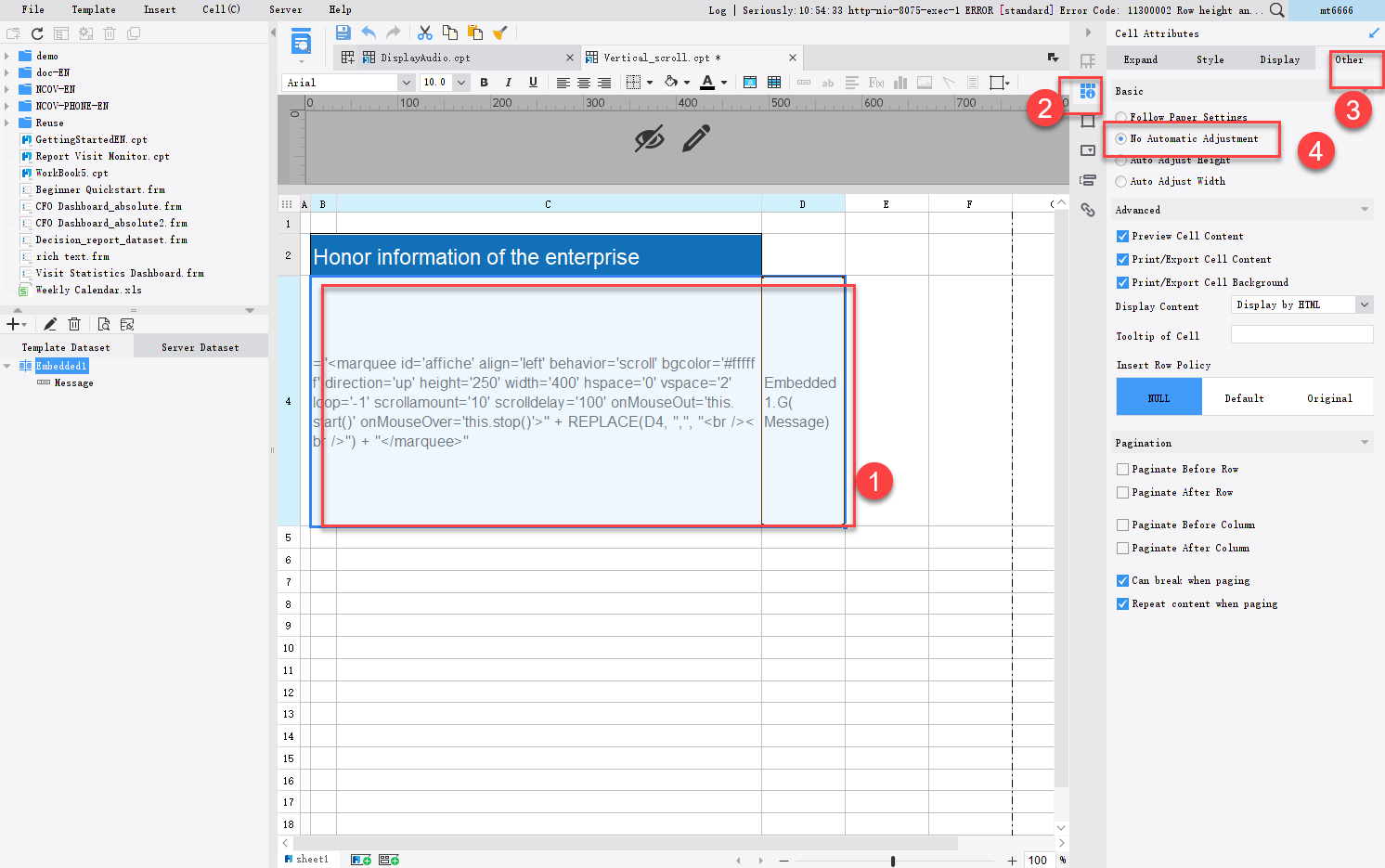 HTML でメッセージスクロールを実現- FineReport Help Document