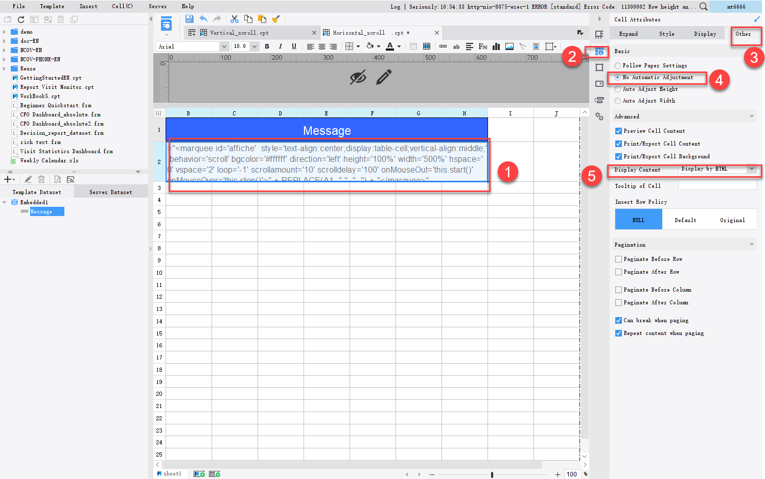HTML でメッセージスクロールを実現- FineReport Help Document