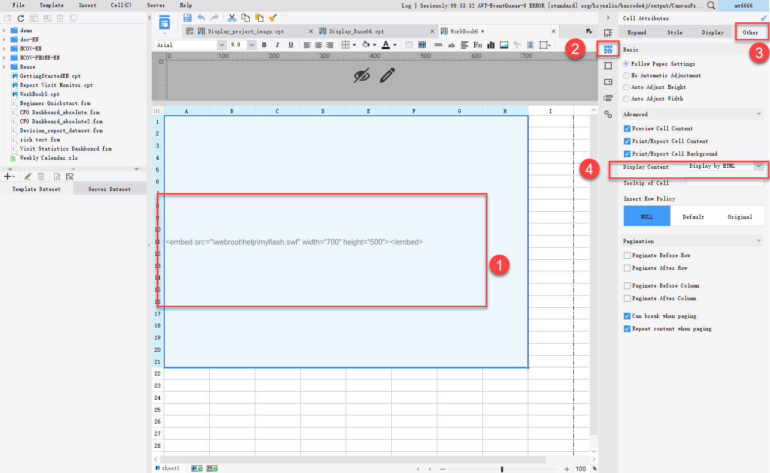 Flash animation displayed in cell-FineReport Help Document