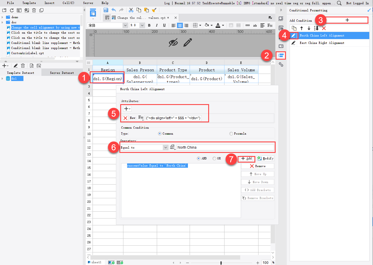 Change the cell alignment by using new values-FineReport Help Document