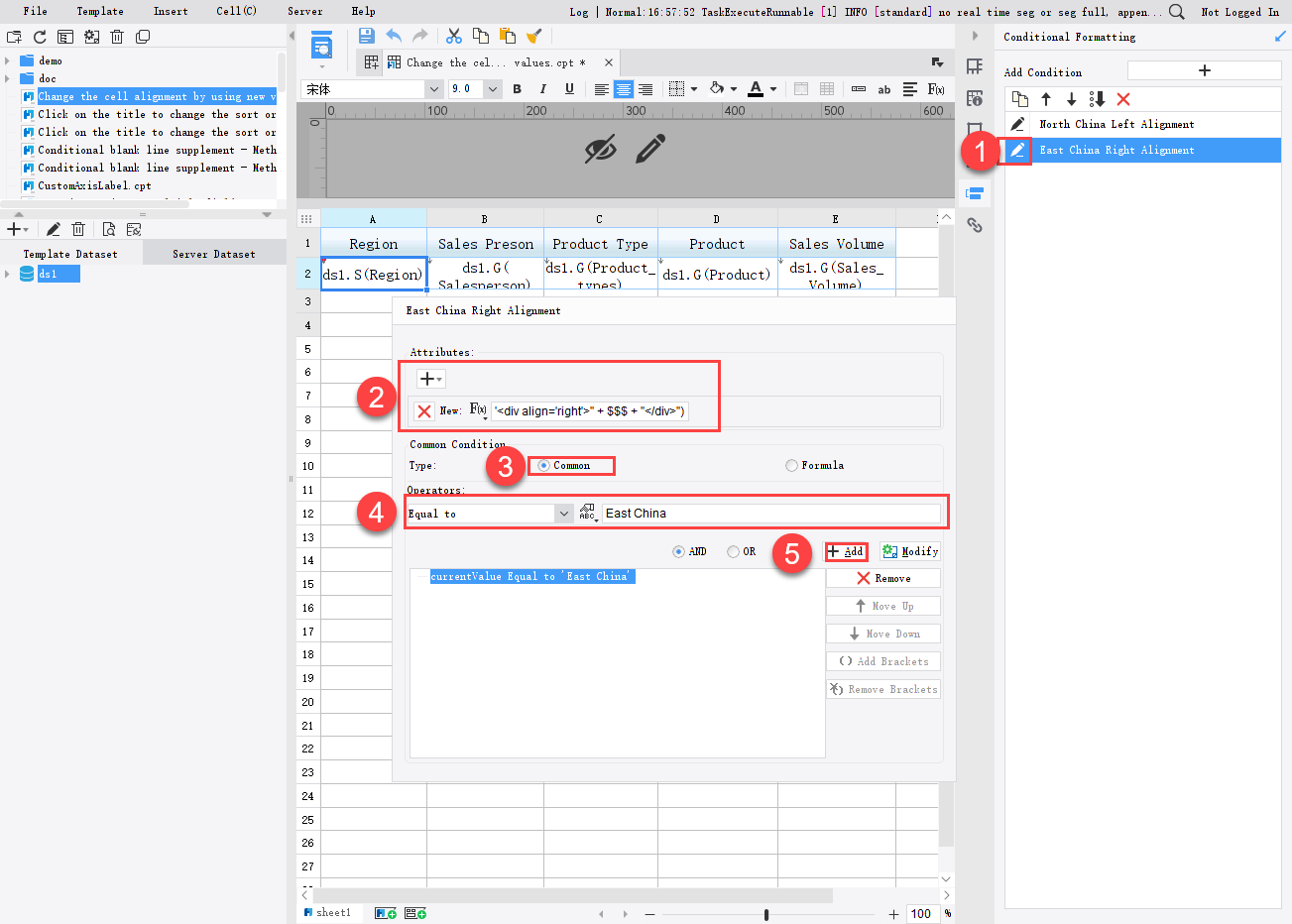 Change the cell alignment by using new values-FineReport Help Document