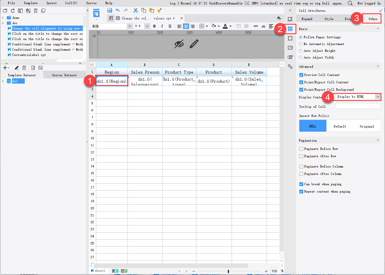 Change the cell alignment by using new values-FineReport Help Document