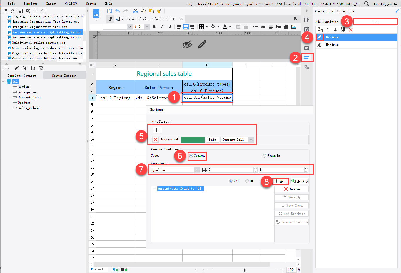 Maximum and minimum highlighting-FineReport Help Document