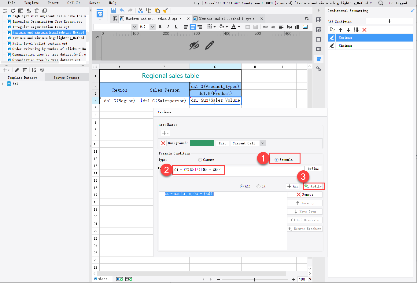 Maximum and minimum highlighting-FineReport Help Document