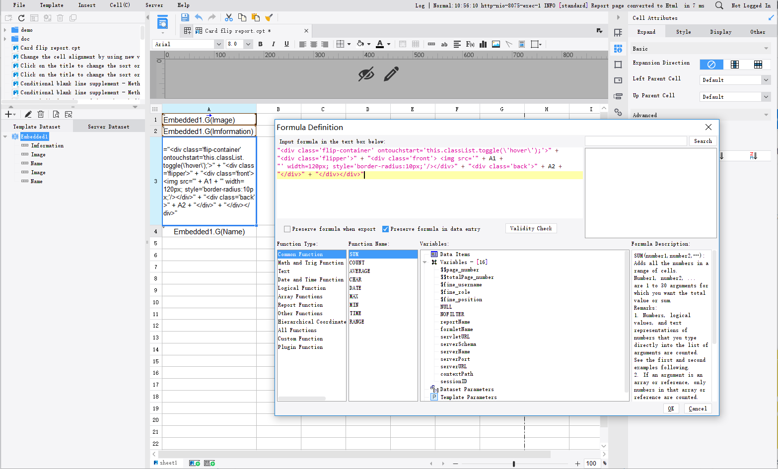 Card flip report-FineReport Help Document