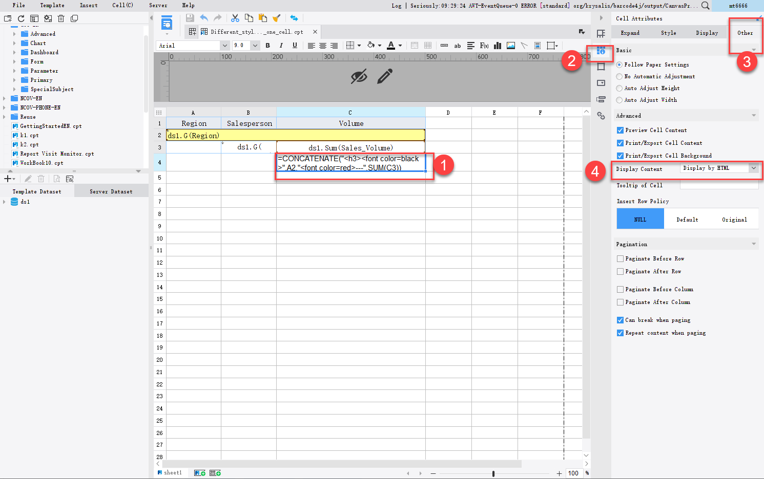 Different styles within one cell-FineReport Help Document