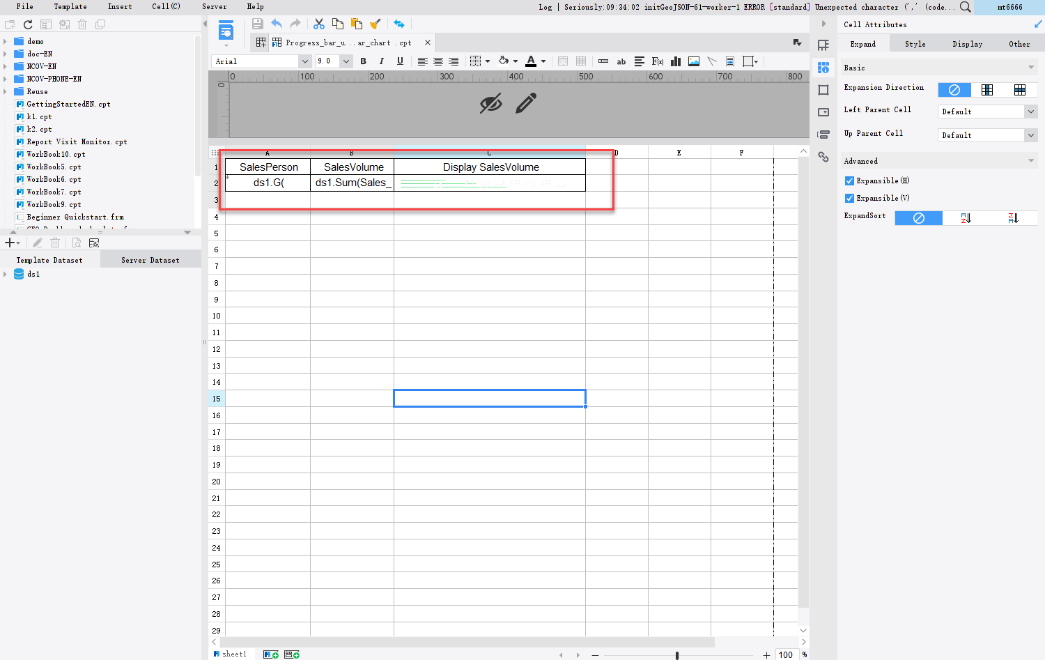 Progress bar using bar chart-FineReport Help Document