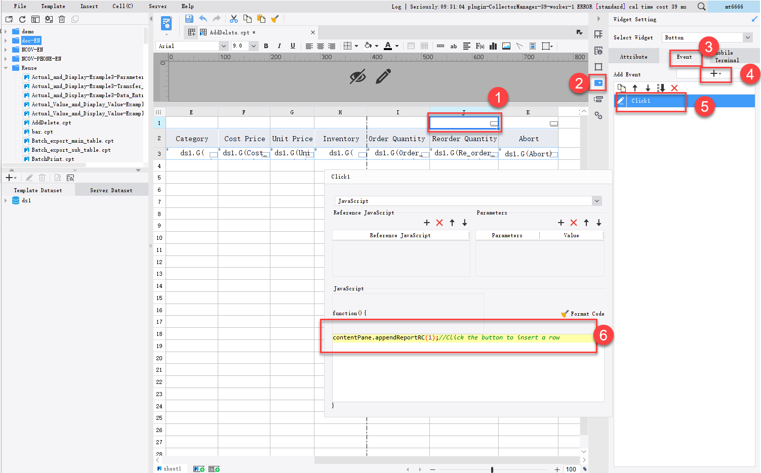 JS custom insert and delete row buttons-FineReport Help Document