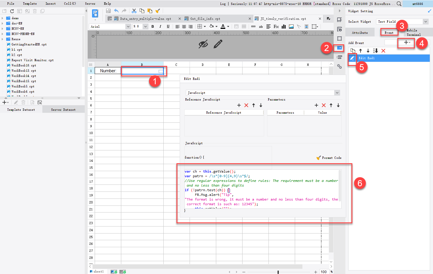 JS realizes verification of widget value-FineReport Help Document