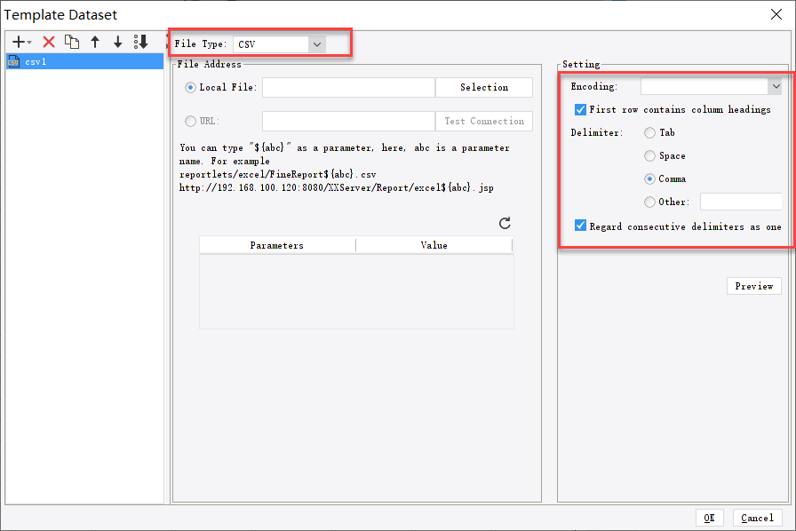 CSV Dataset-FineReport Help Document