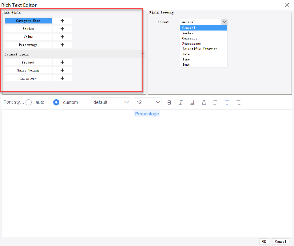 Custom Label or Tooltip in Rich Text-FineReport Help Document