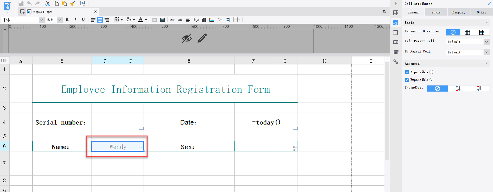 Widget default value-FineReport Help Document