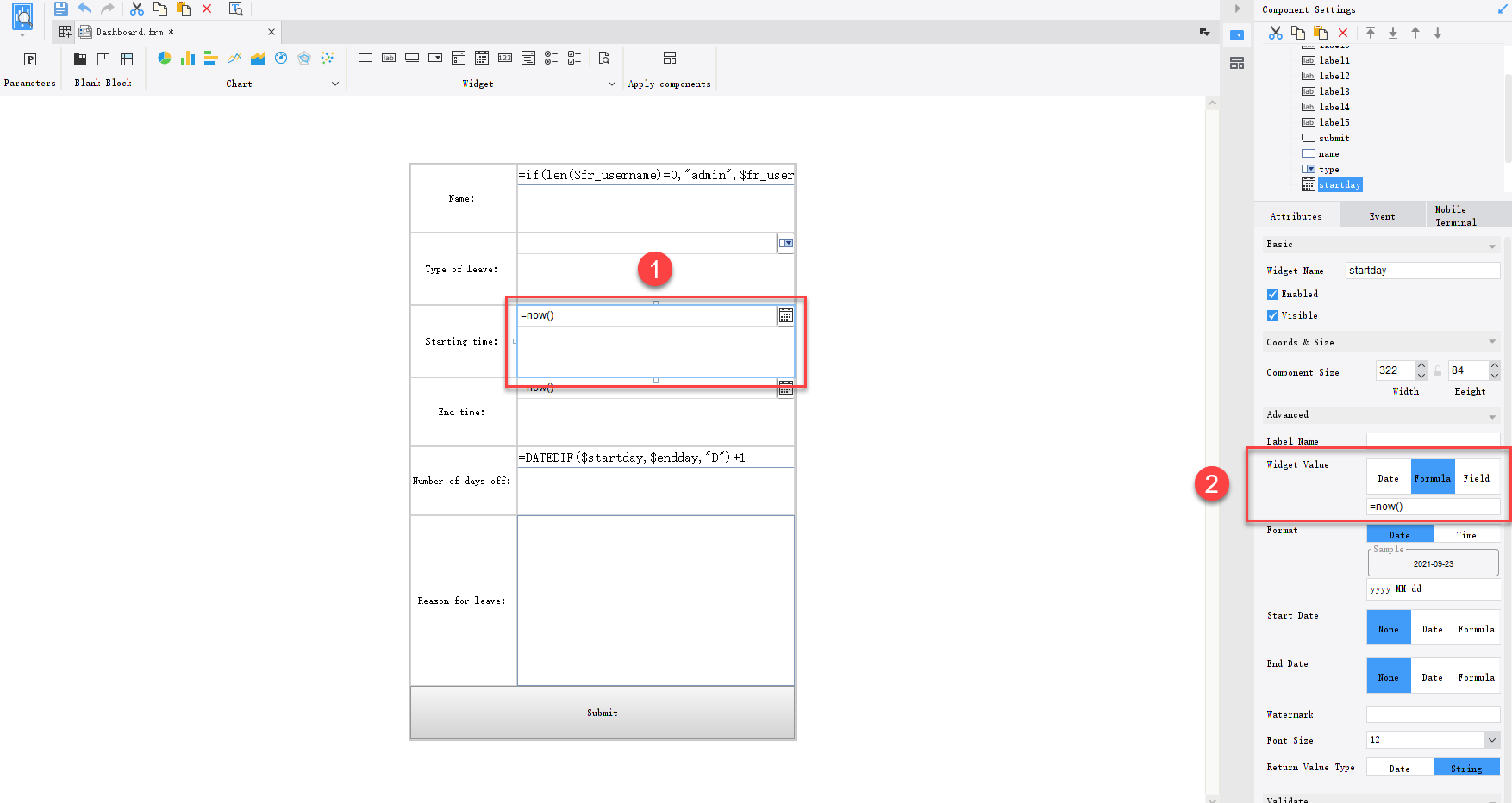 Widget default value-FineReport Help Document