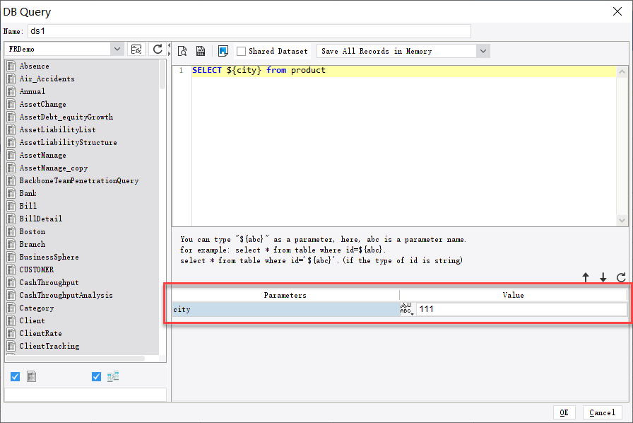 Widget default value-FineReport Help Document