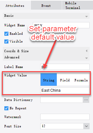 Widget default value-FineReport Help Document