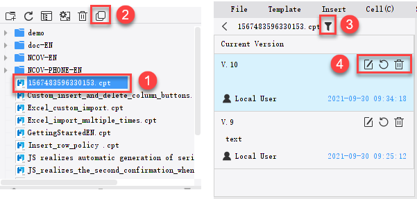 Template version management-FineReport Help Document
