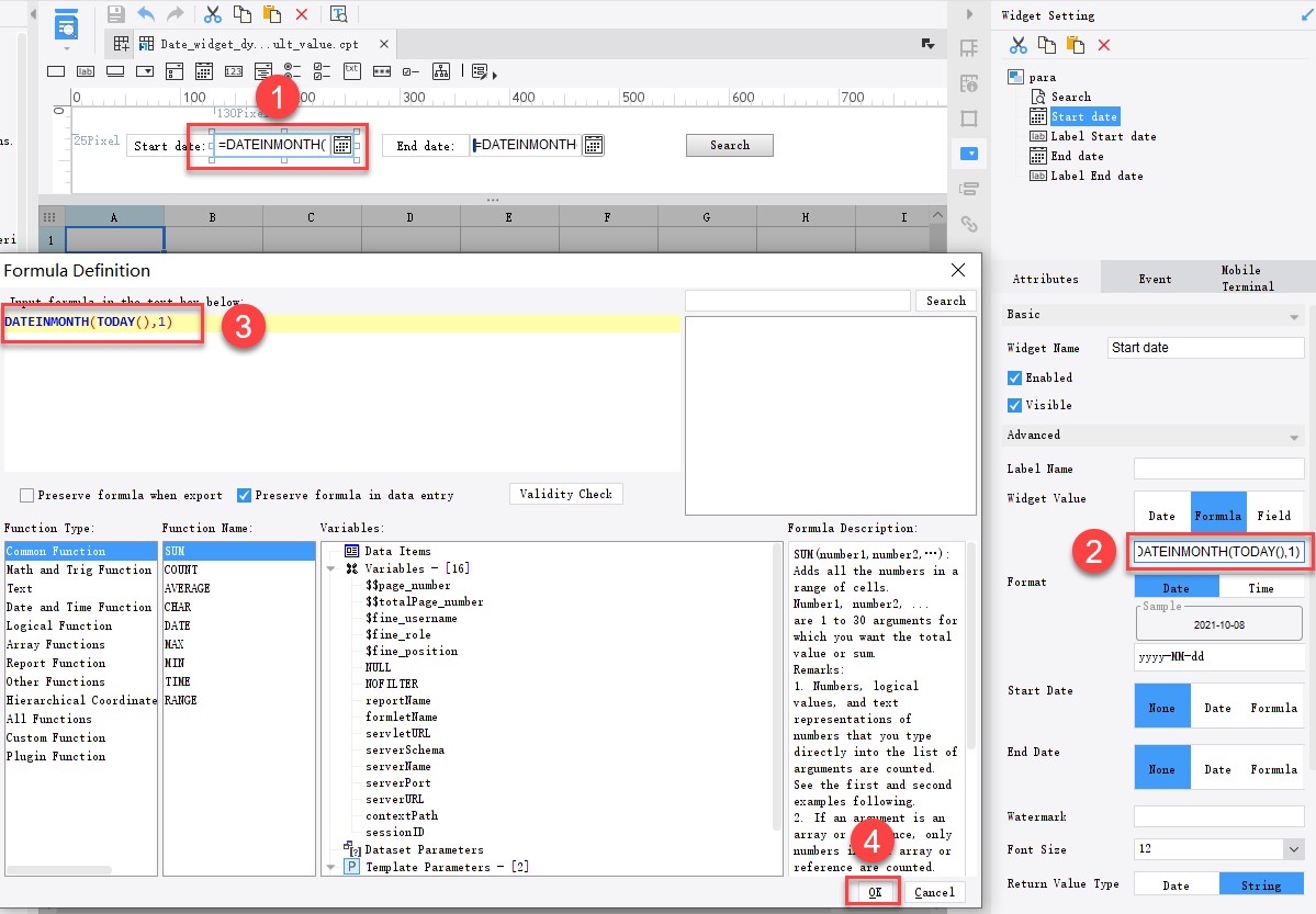 Date Widget Dynamic Default Value Finereport Help Document 4142