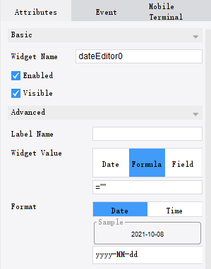The default value of the date widget is empty-FineReport Help Document