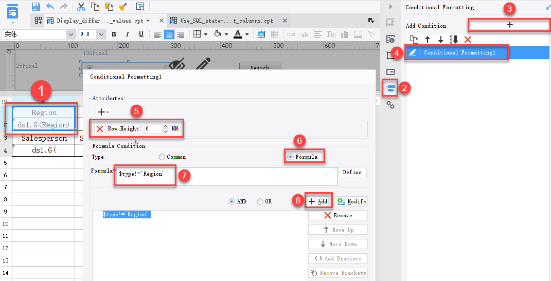 Display different columns based on parameter values-FineReport Help Document