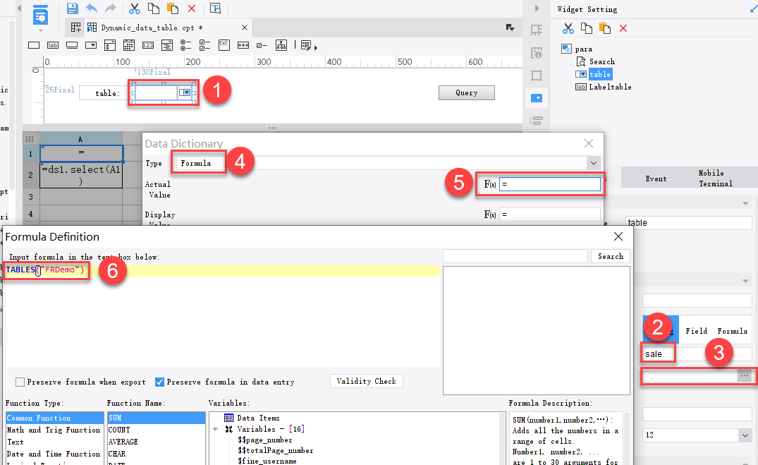 Dynamic table and dynamic conditions-FineReport Help Document