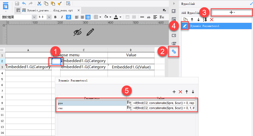 Dynamic parameters realize multi-level drop-down folding menu-FineReport Help Document