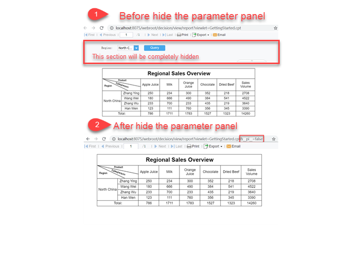 Method to Hide Parameter Panel-FineReport Help Document