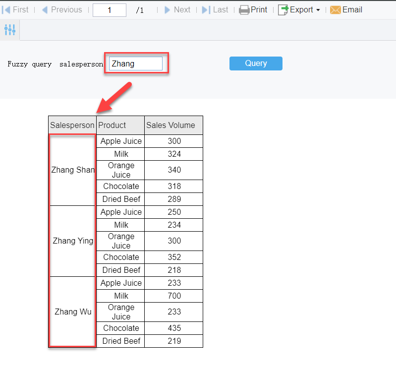 Fuzzy query-FineReport Help Document