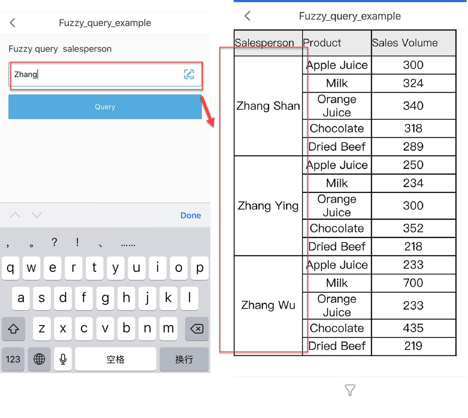 Fuzzy query-FineReport Help Document