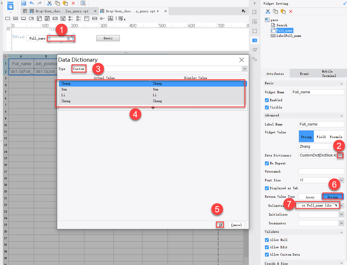 Fuzzy Query of Drop-down Box/Drop-down Checkbox/Drop-down Tree-FineReport Help Document