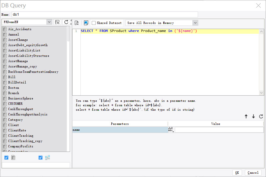 Multi-value query for dataset parameters-FineReport Help Document