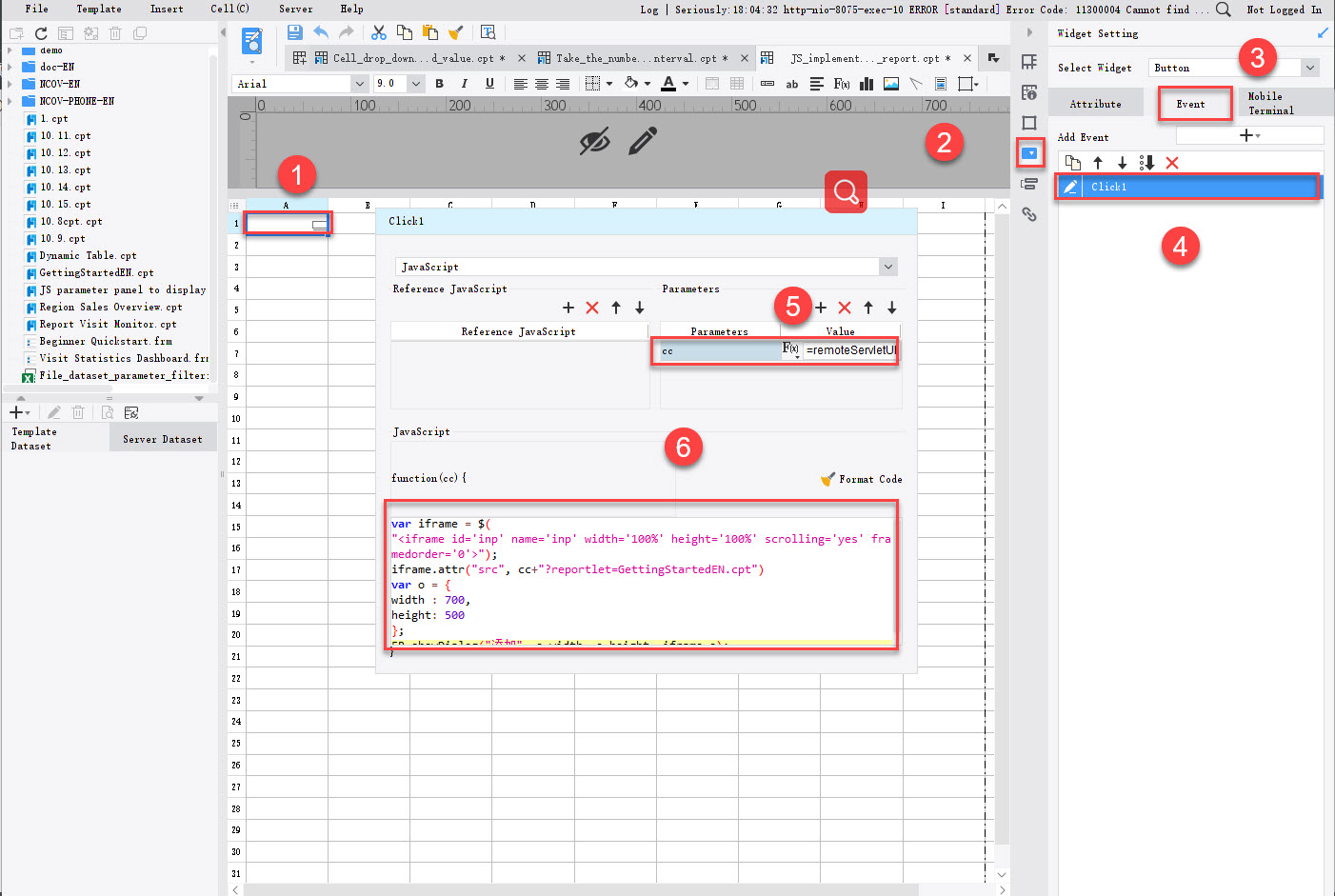 JS implementation dialog box to open the report-FineReport Help Document