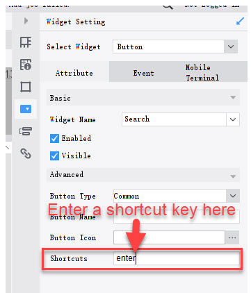 Button shortcut settings-FineReport Help Document