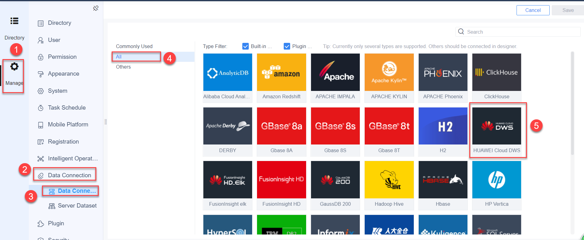 [Platform] Huawei cloud DWS data connection-FineReport Help Document