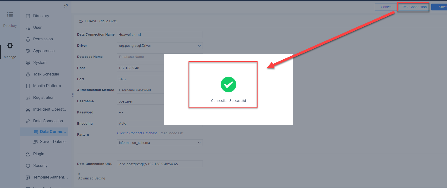 [Platform] Huawei cloud DWS data connection-FineReport Help Document