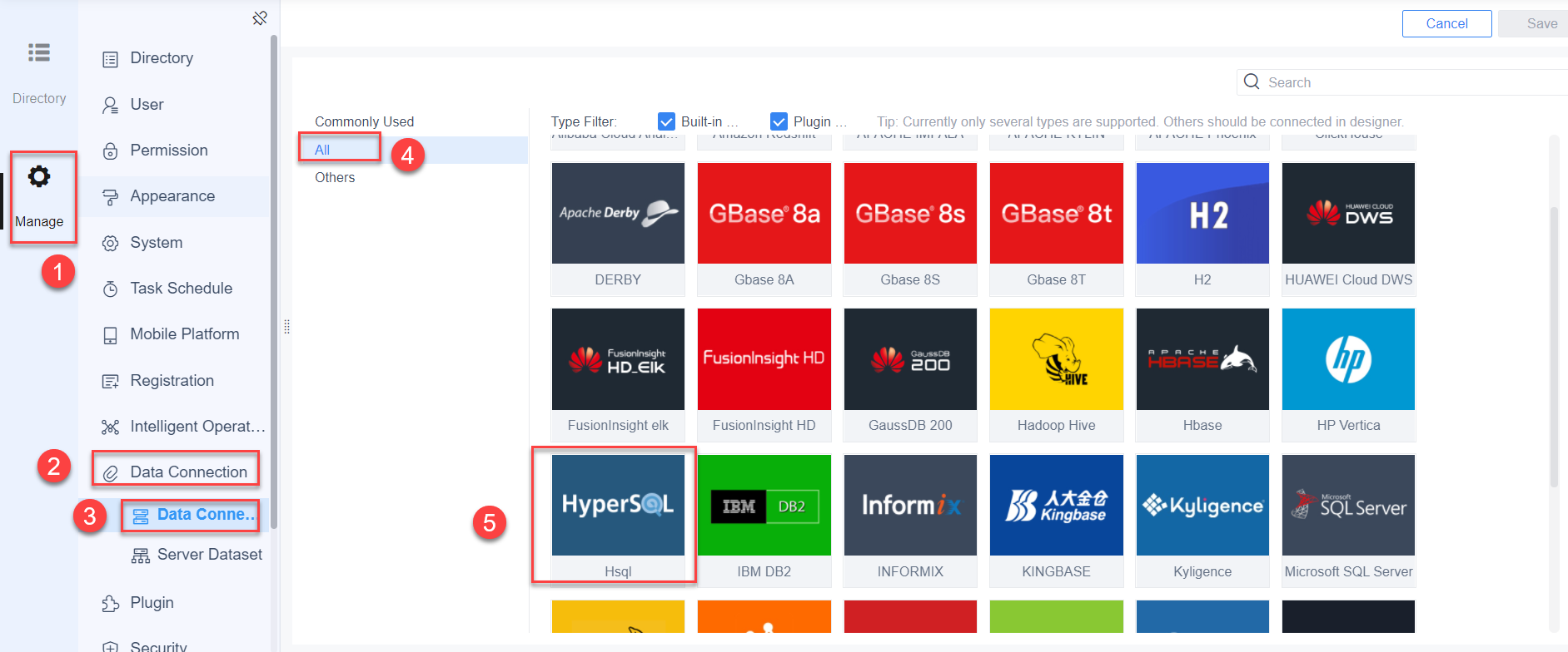 [Platform]HSQL data connection-FineReport Help Document
