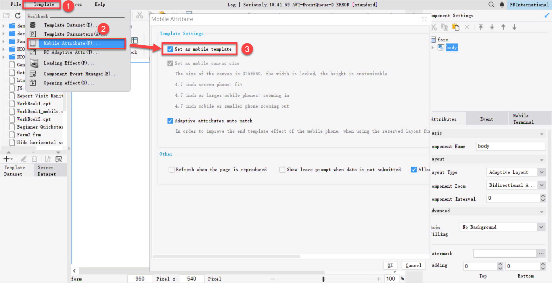 [General]Set the Mobile Terminal Template-FineReport Help Document