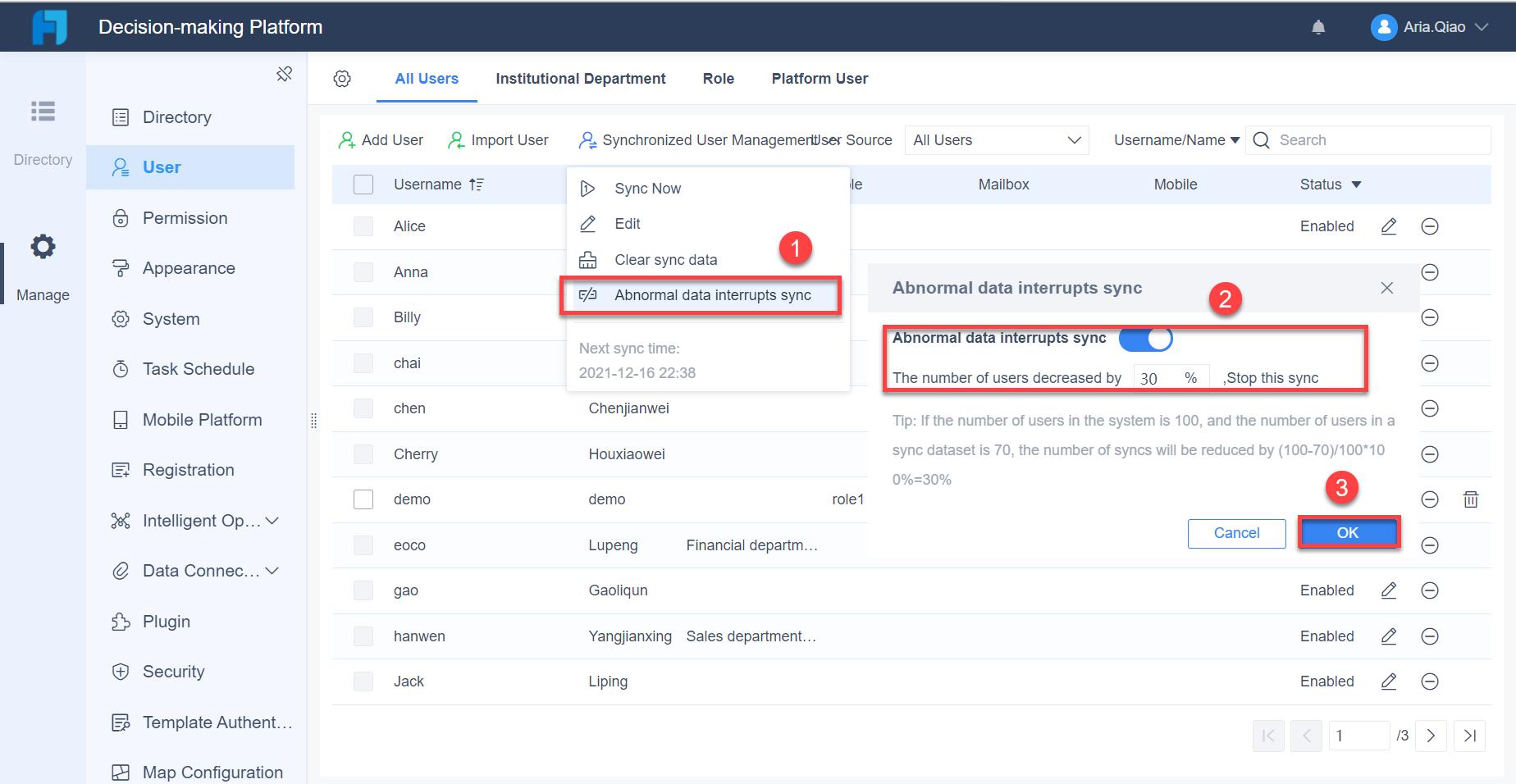 Synchronize Users-FineReport Help Document