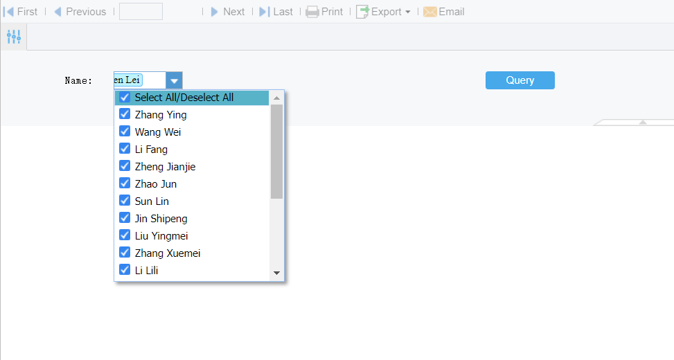 Drop-down Checkbox Selects All By Default-FineReport Help Document