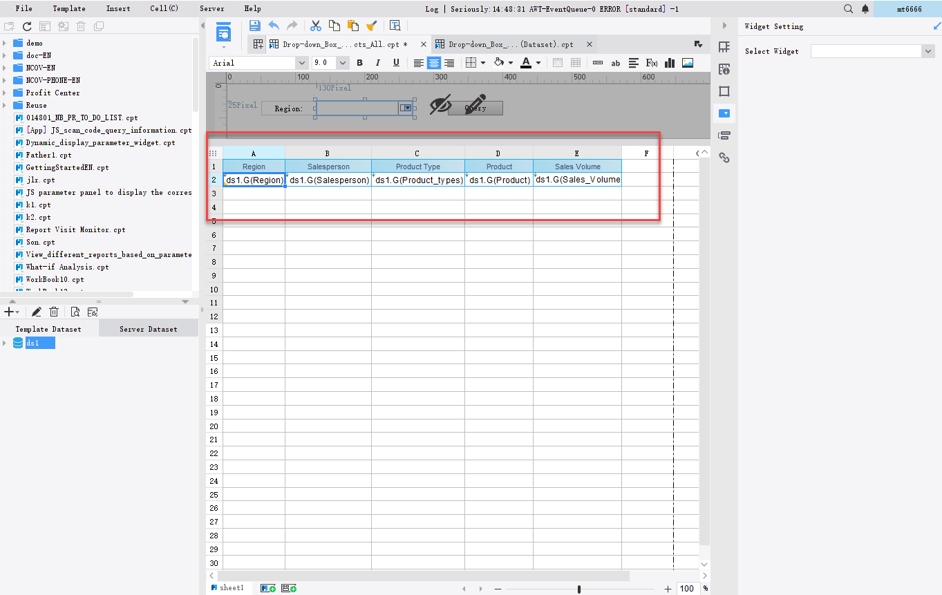When Value of Drop-down Box is None, Show All Data-FineReport Help Document
