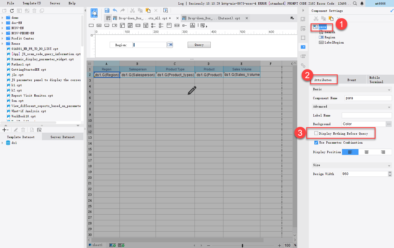 When Value of Drop-down Box is None, Show All Data-FineReport Help Document