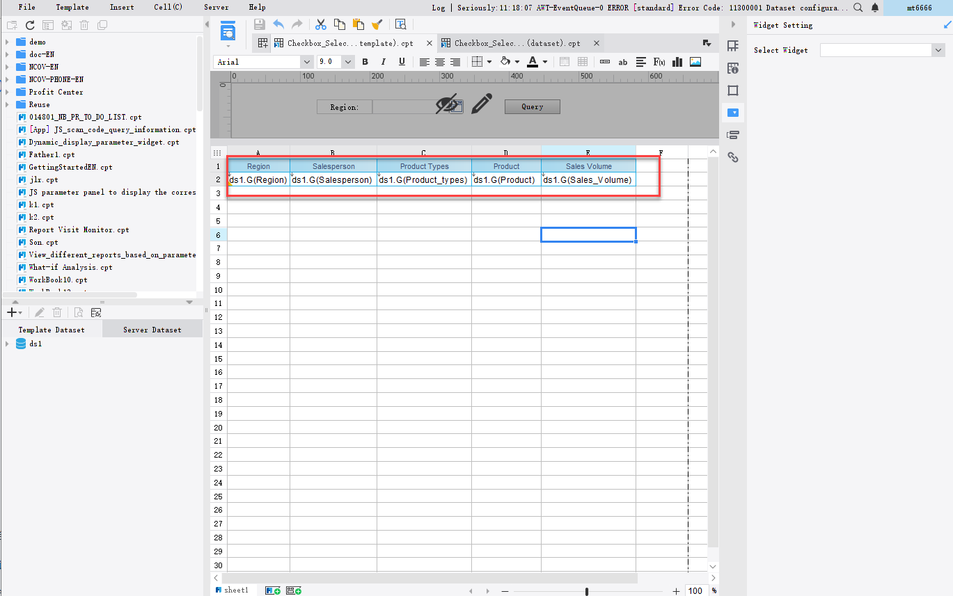 When Value of Drop-down Checkbox is None, Show All Data-FineReport Help Document