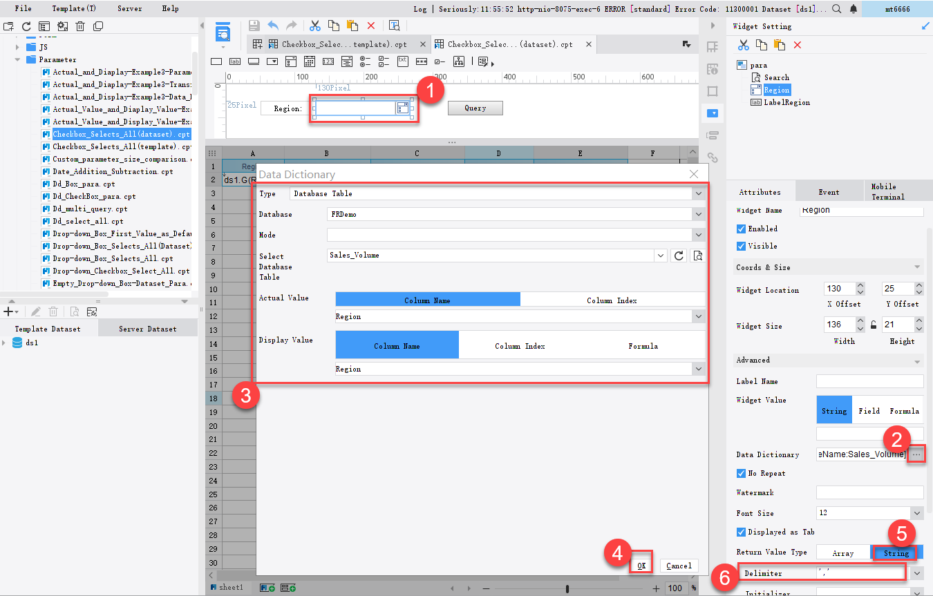 When Value of Drop-down Checkbox is None, Show All Data-FineReport Help Document