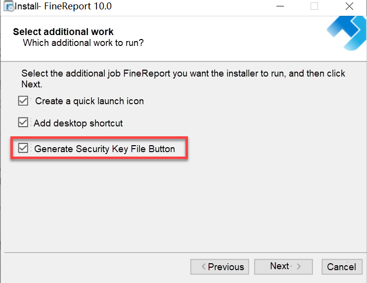 Generate Security Key File Button-FineReport Help Document