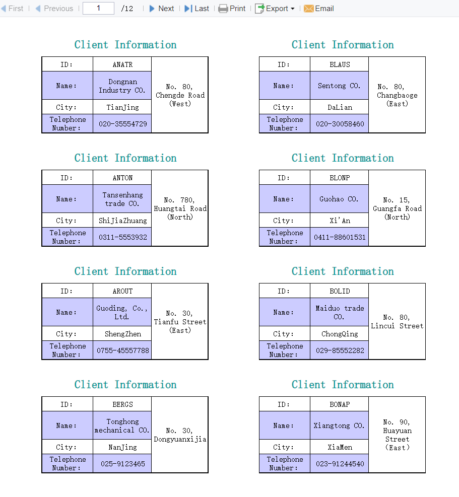 Card Report-FineReport Help Document