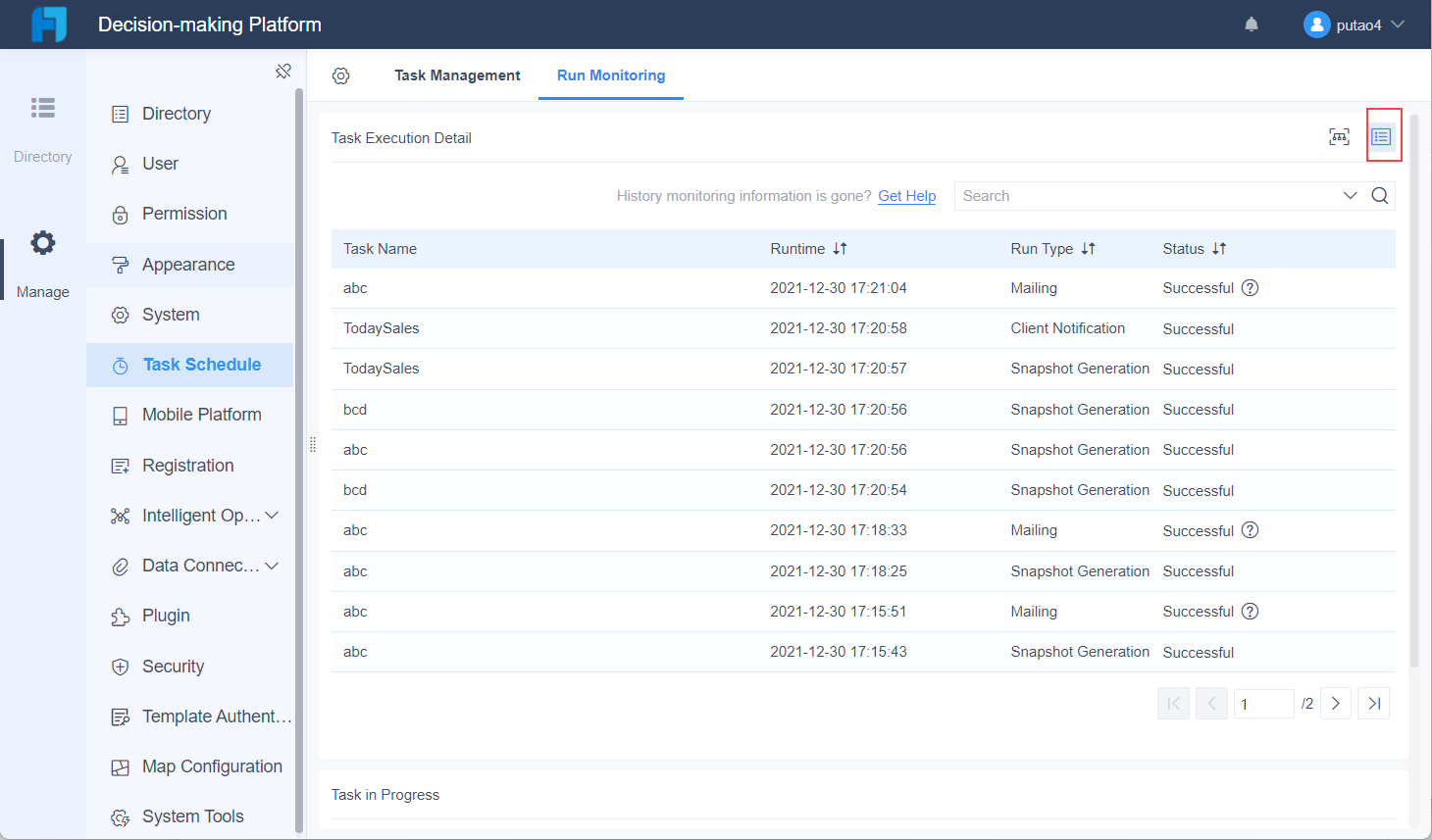 Task Schedule Management-FineReport Help Document