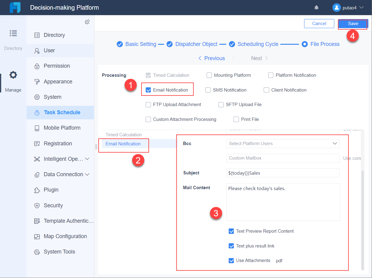 Task Schedule Email Notification-FineReport Help Document
