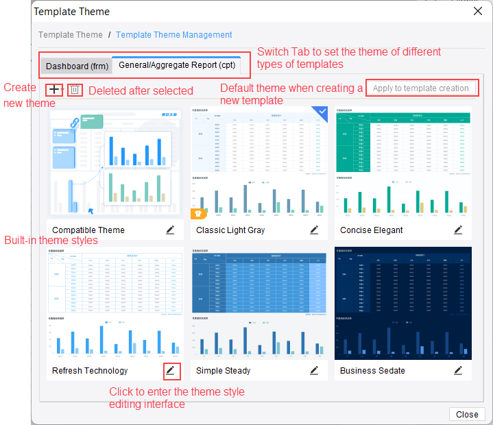 Template Theme Management-FineReport Help Document