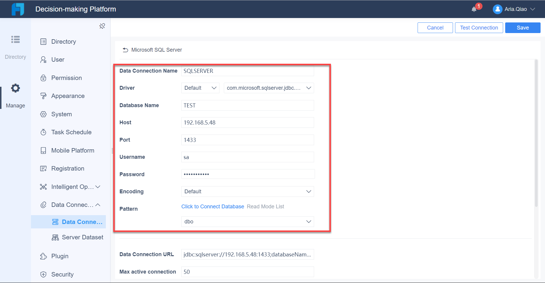Connect to MS SQL Server-FineReport Help Document