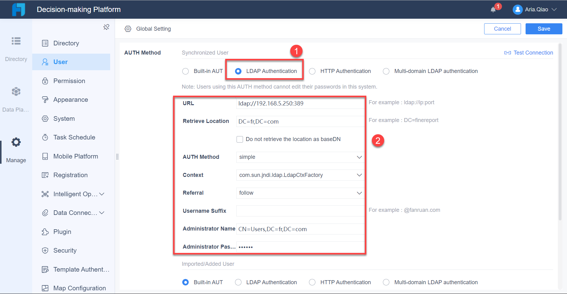 LDAP Authentication-FineReport Help Document